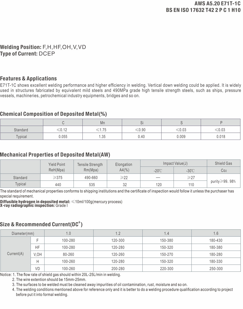 E71T-1C - China's Best Welding Consumables Supplier